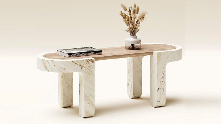 Tender Table is Clever Amalgamation Wood and Marble