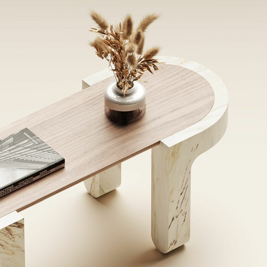 Tender Table is Clever Amalgamation Wood and Marble