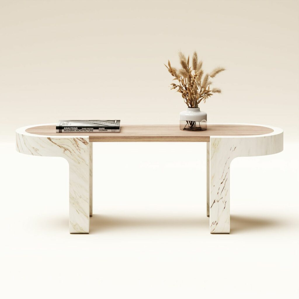 Tender Table is Clever Amalgamation Wood and Marble