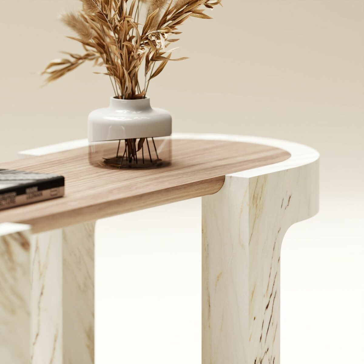 Tender Table is Clever Amalgamation Wood and Marble