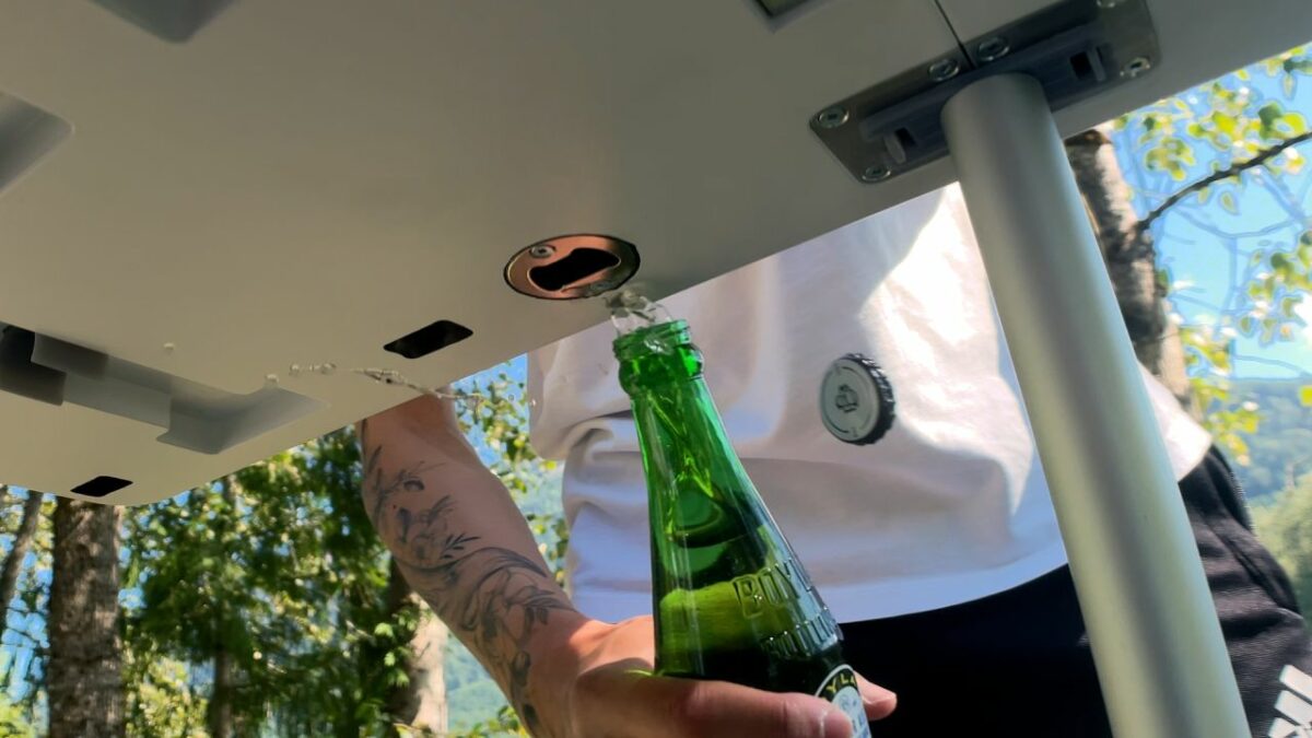 Fruble Foldable Worktop Table Makes Tesla Camping Organized