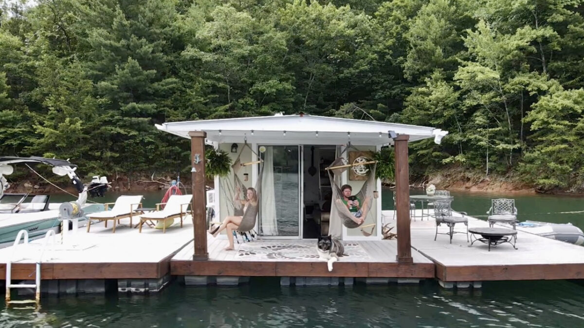 Couple Rebuilds 1970’s Houseboat Into Floating Tiny Home