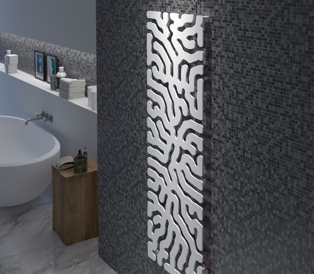 Coral Electric Radiator Introduces Stunning Patterns to Bathroom