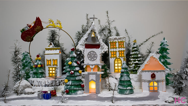 Budget-Friendly DIY Christmas Village Display is Warm and Snowy