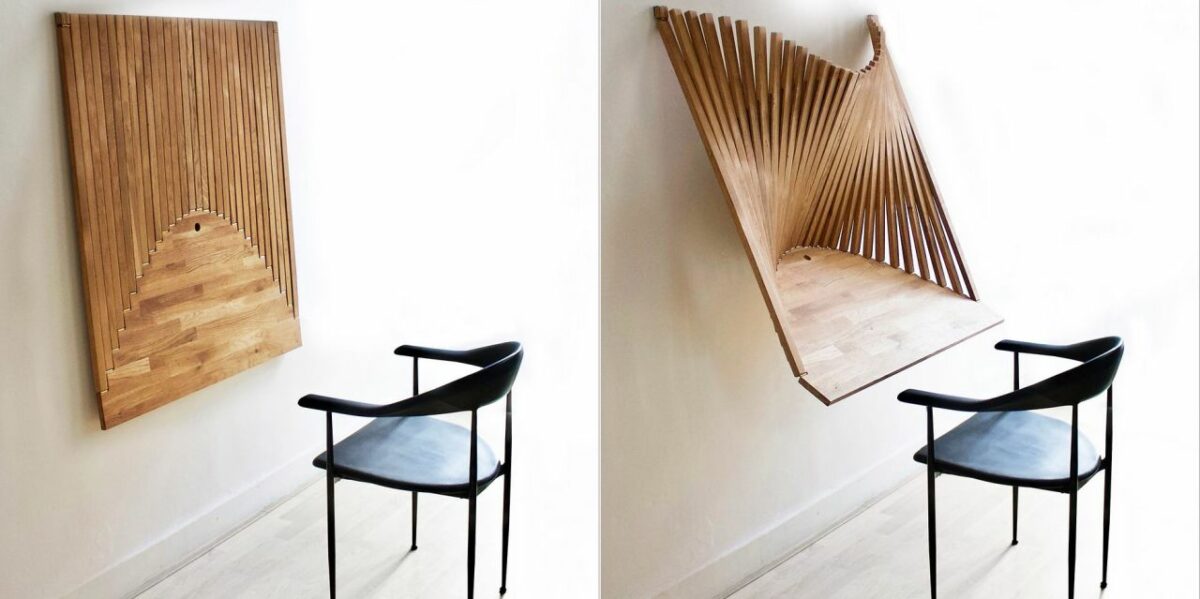 Flow Wall Desk Transforms From Wall Art to Workstation Instantly