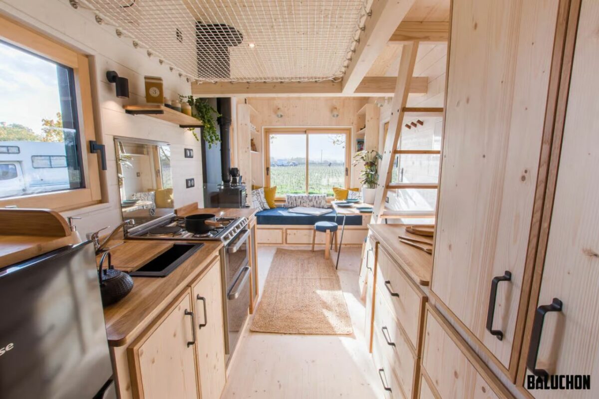 Ræv Tiny Home has Suspended Netting for an Additional Bed