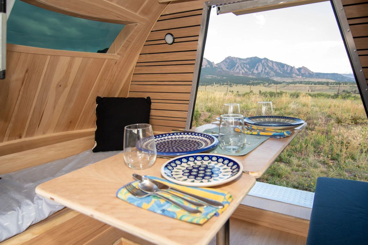 Boulder Teardrop Trailer With Battery Pack Recharges Towing Tesla