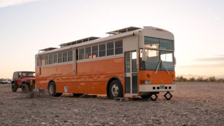 This 40-ft School Bus Conversion has Two Home Offices