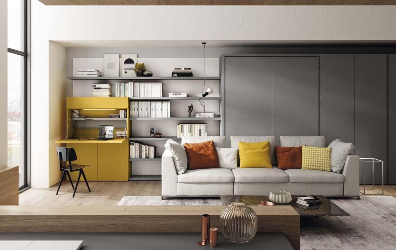 Clei Home Office is a Stylish Cabinet with Folding Desk