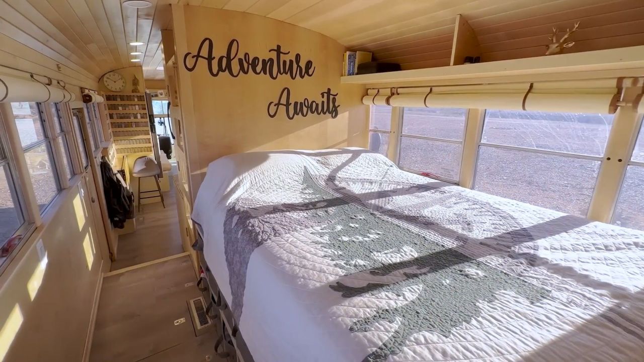 This 40-ft School Bus Conversion has Two Home Offices