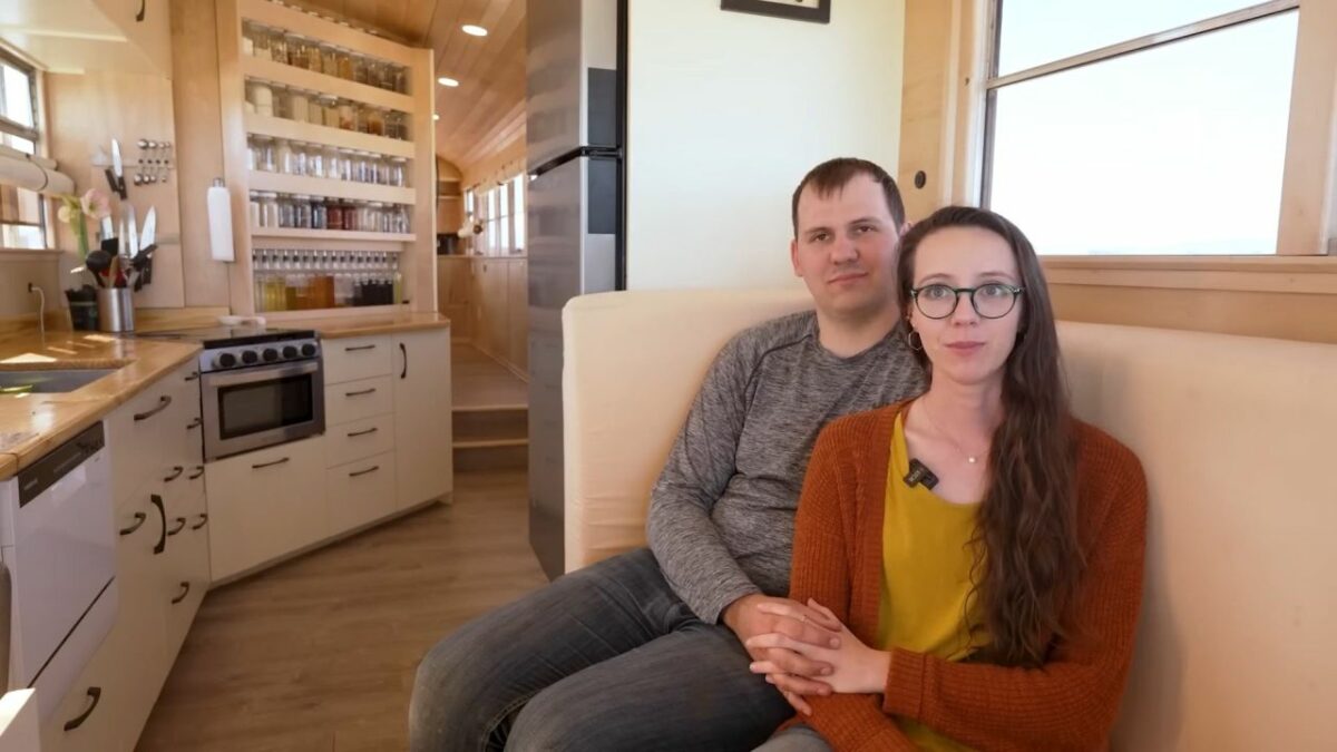 This 40-ft School Bus Conversion has Two Home Offices