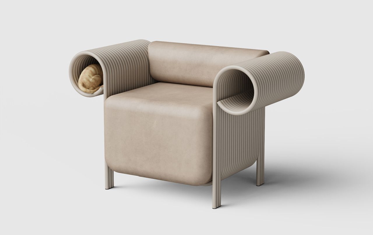Multifunctional Sofa with Cat Tunnels is Playful and Modern