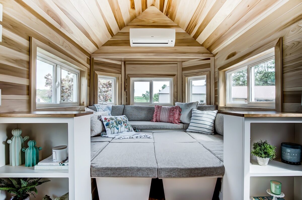 Clover Tiny House Has Elevated Living Room, Gourmet Kitchen