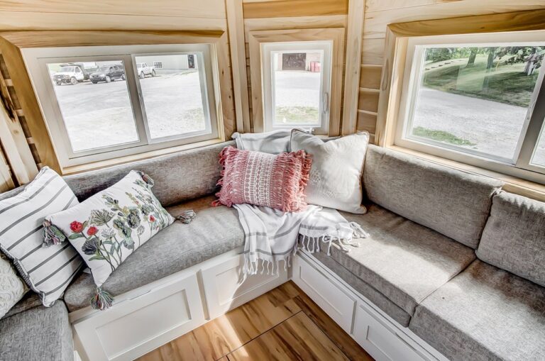Clover Tiny House Has Elevated Living Room, Gourmet Kitchen