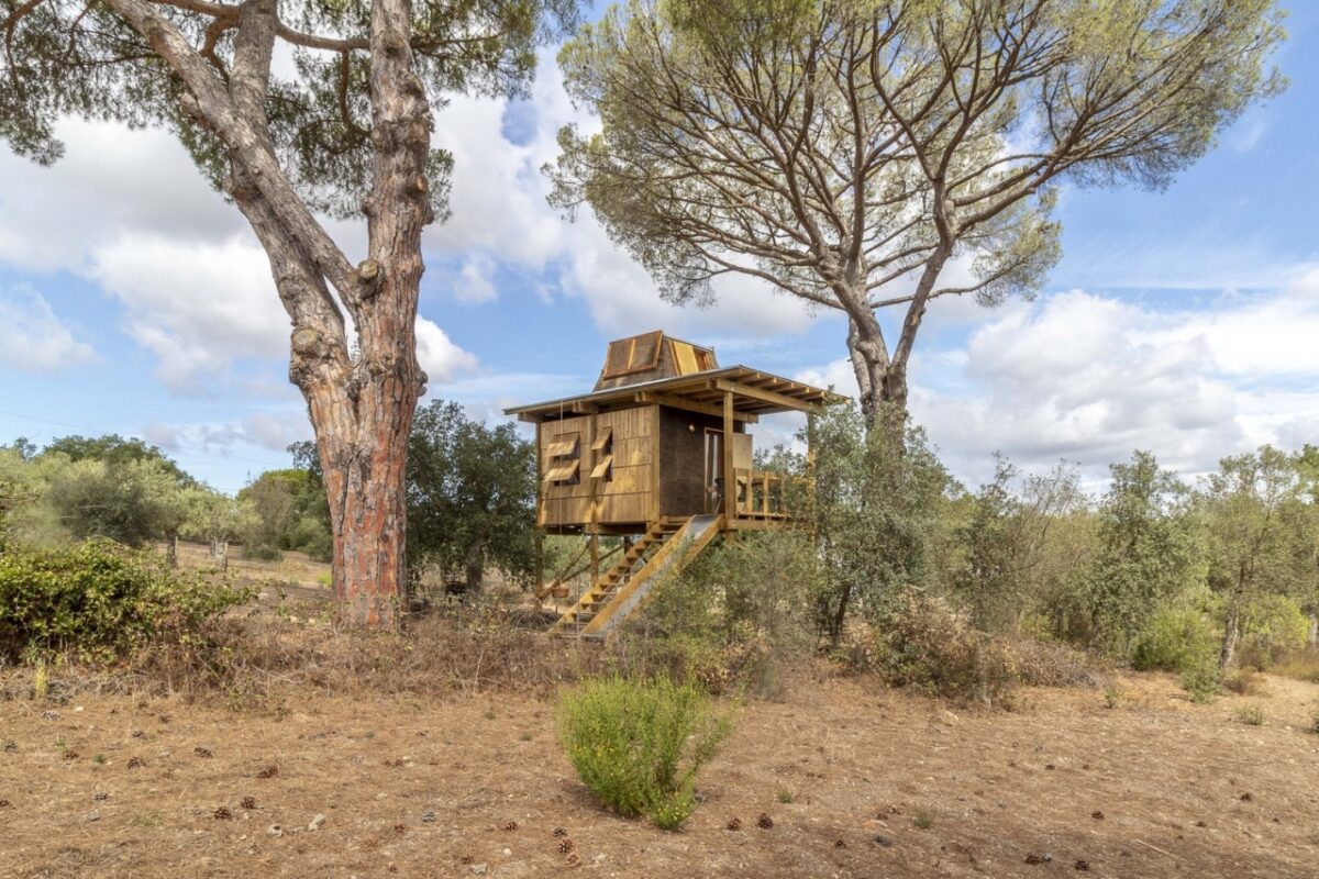 Madeiguincho’s Columba Treehouse has Playful Slide and Skylight