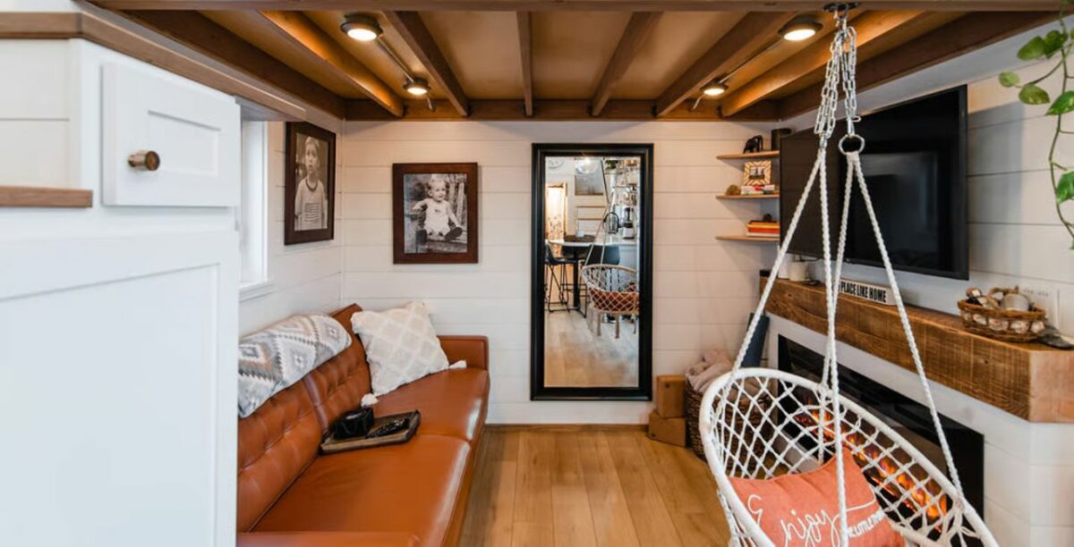 Jen’s 34 x 10 Tiny Home has Two Lofts and Spacious Kitchen