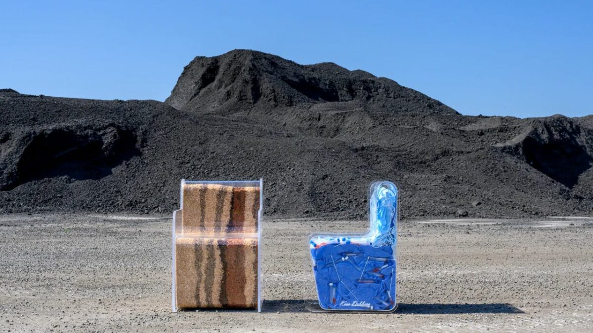 No Waste Chair is See-through and Filled With Trash