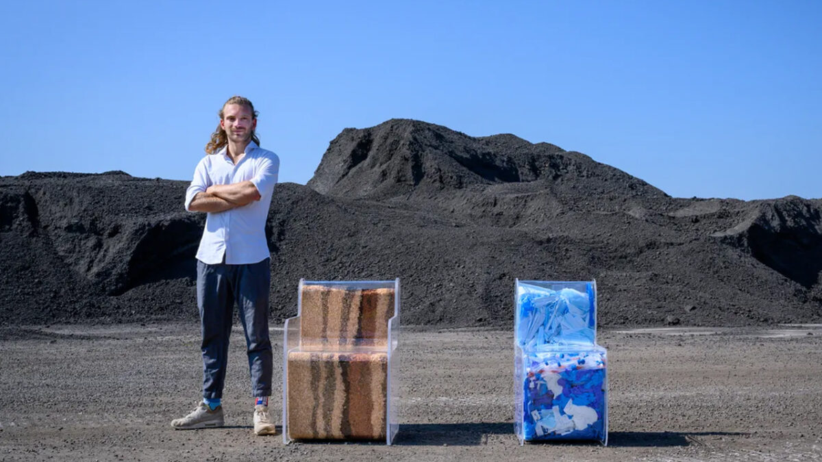 No Waste Chair is See-through and Filled With Trash
