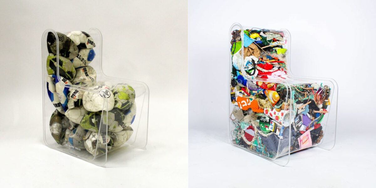 No Waste Chair is See-through and Filled With Trash