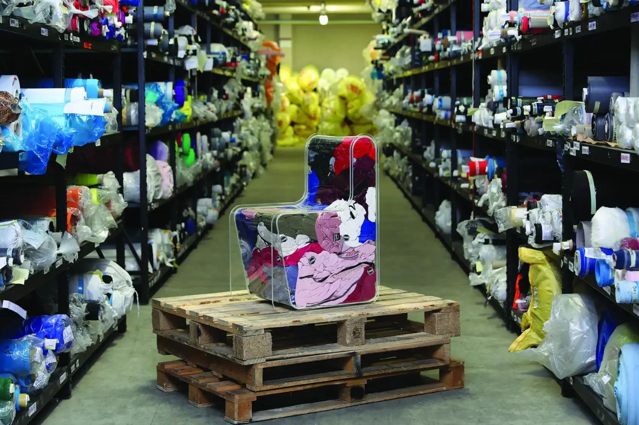 No Waste Chair is See-through and Filled With Trash