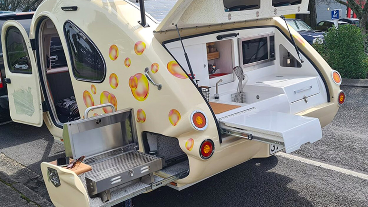Bubble Caravan Solar-Powered Teardrop has Astounding Galley