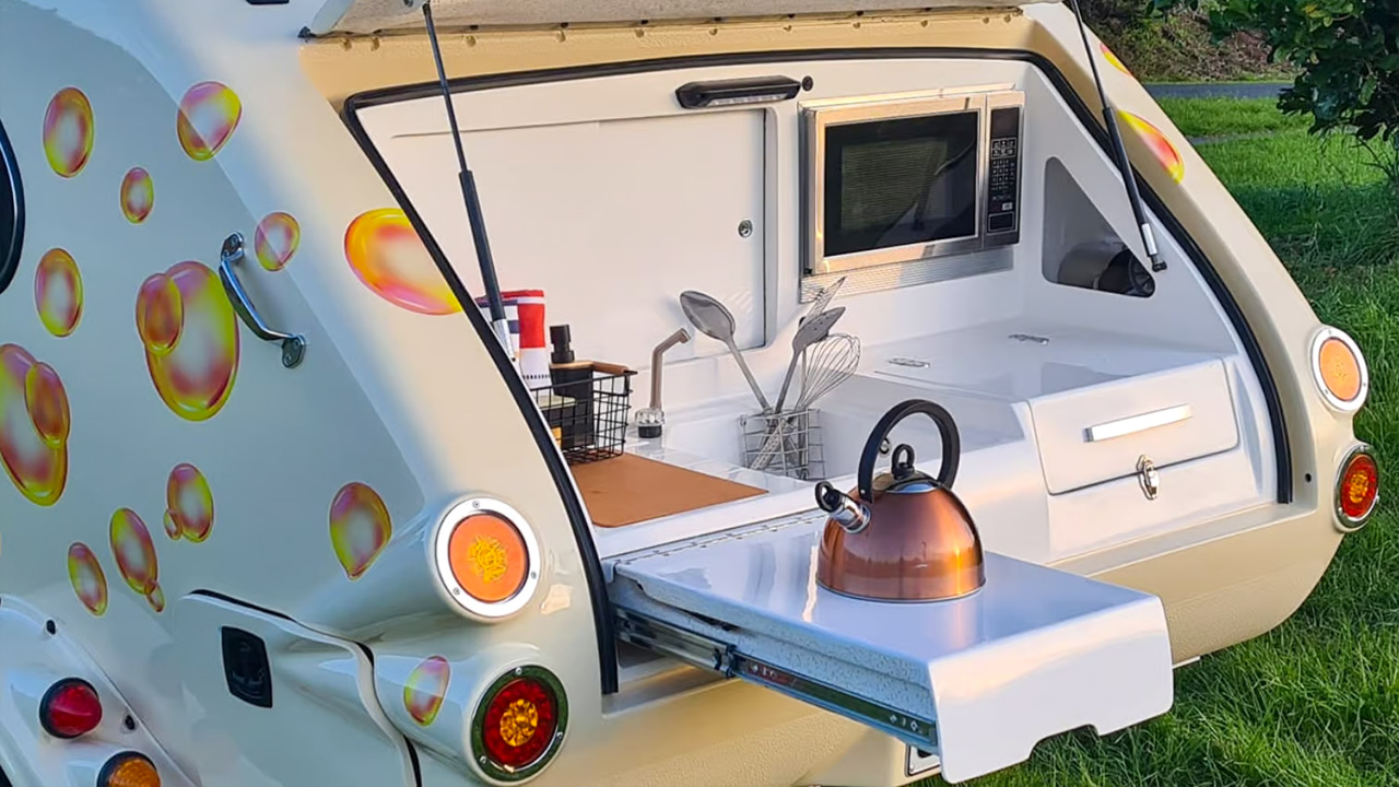 Bubble Caravan Solar-Powered Teardrop has Astounding Galley