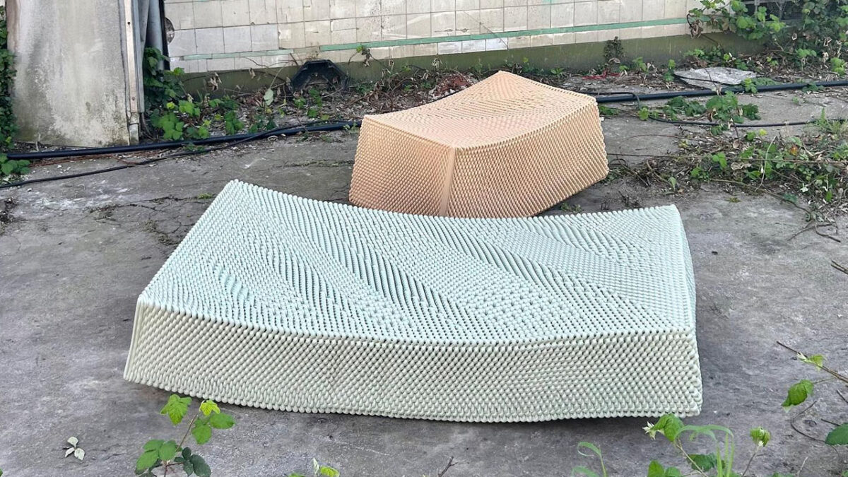 Benches 3D Printed from Recycled Plastic have Fabric-Like Texture