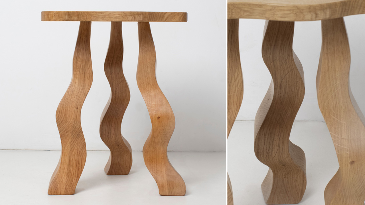Wilkinson & Rivera’s Limited-Edition Rippled Wooden Stool is Twisted in ...