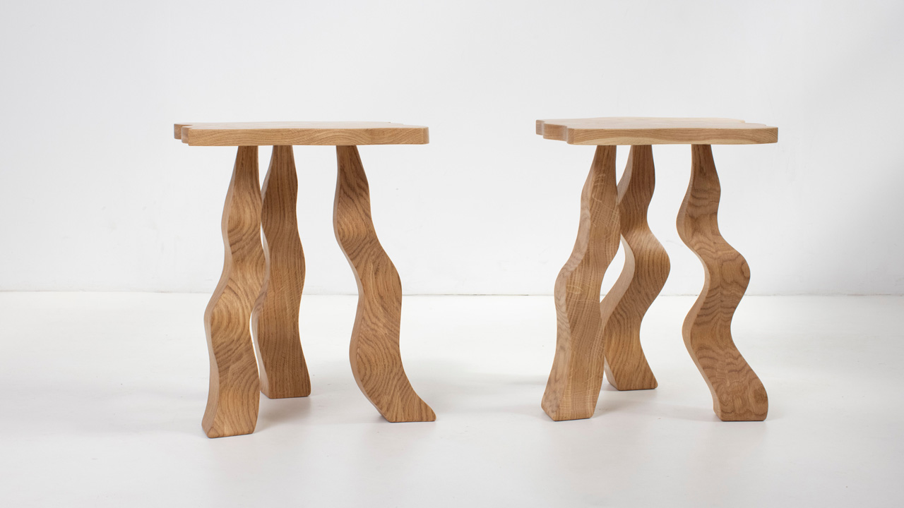 Wilkinson & Rivera’s Limited-Edition Rippled Wooden Stool is Twisted in ...