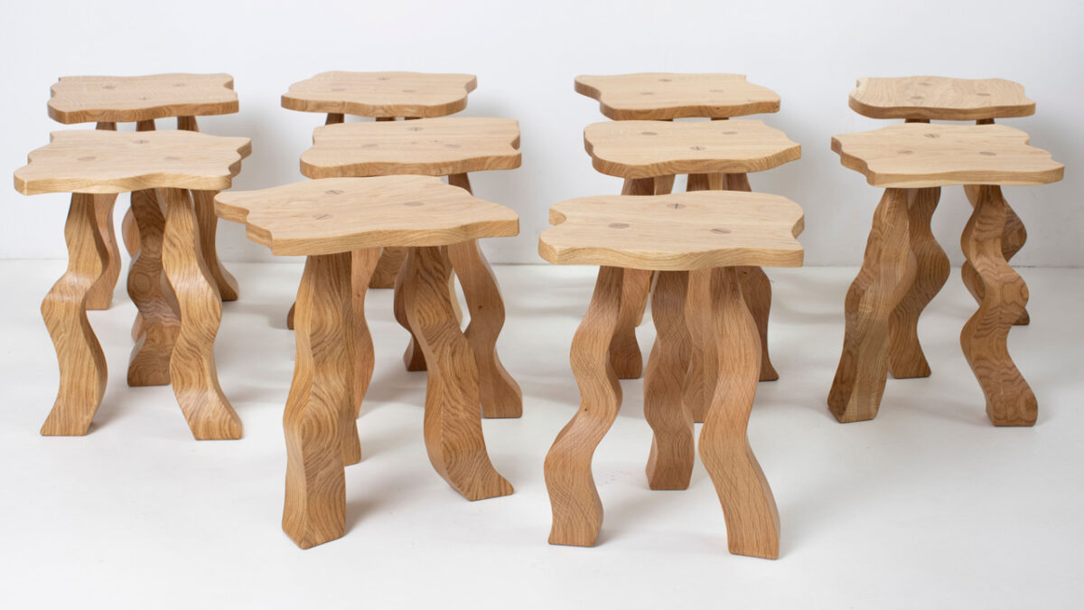 Wilkinson & Rivera’s Limited-Edition Rippled Wooden Stool is Twisted in ...