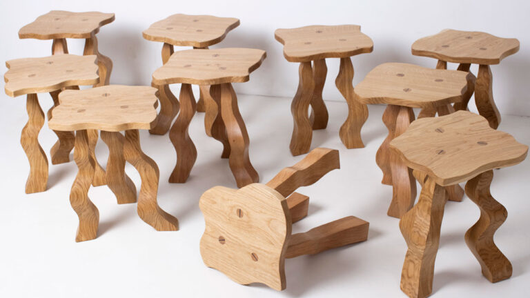 Wilkinson & Rivera’s Limited-Edition Rippled Wooden Stool is Twisted in ...