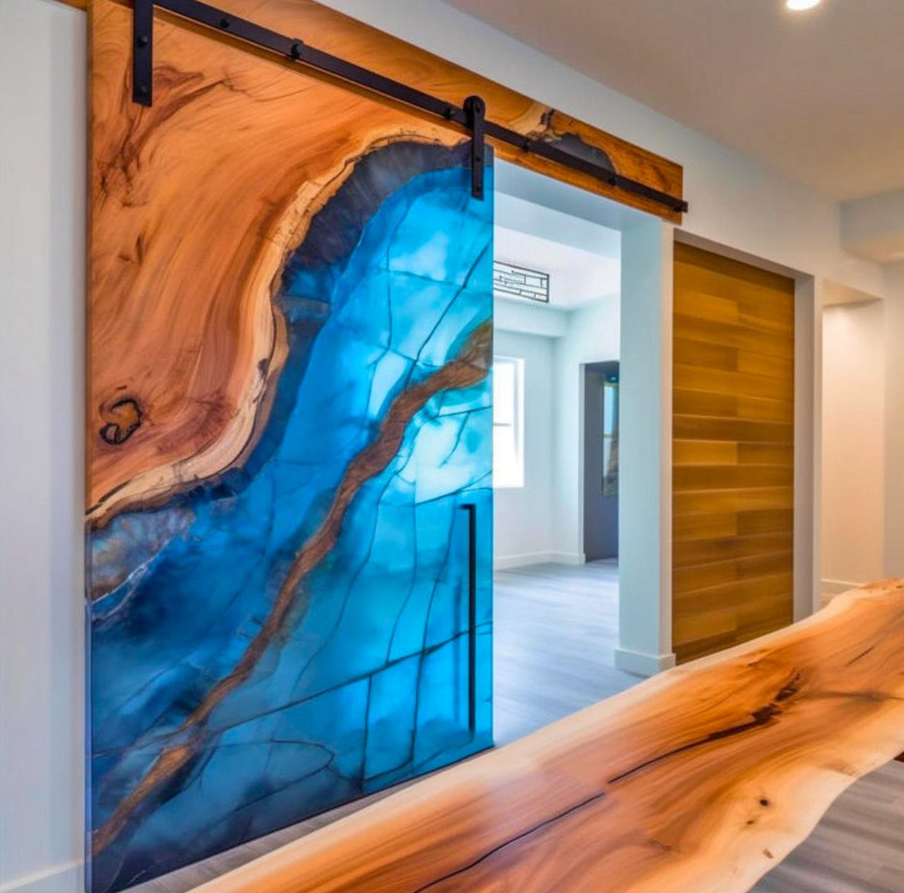 Live Edge Barn Doors With Resin Inlays are Trending This Summer