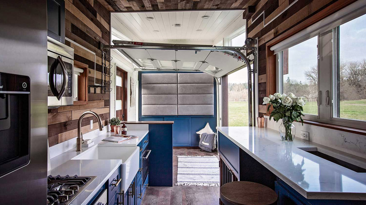 Breezeway High-Tech Tiny Home Features Garage-Style Door