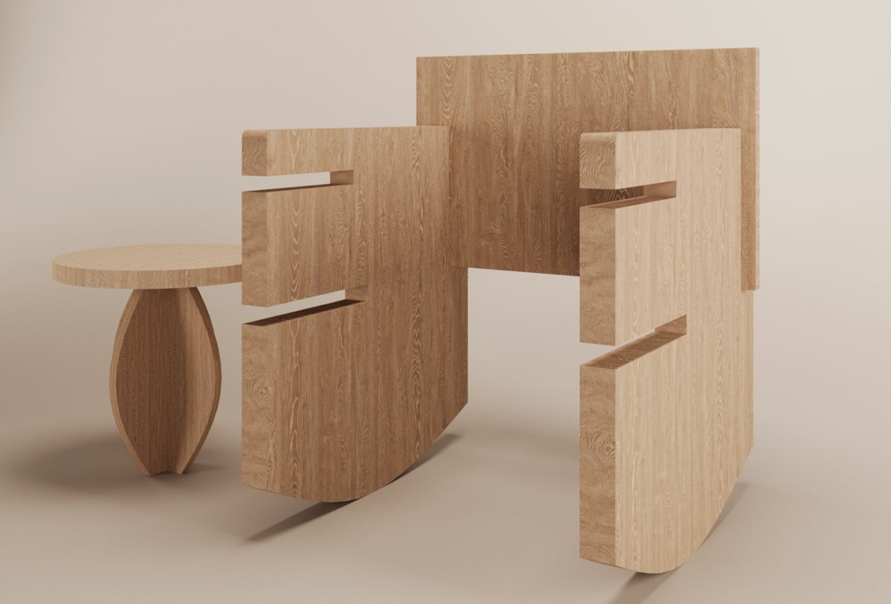 Flat-Pack Wooden Rocking Chair Assembles Without Tools