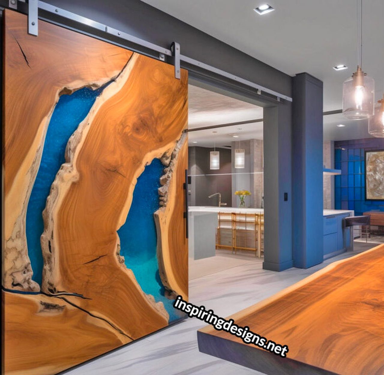 Live Edge Barn Doors With Resin Inlays are Trending This Summer