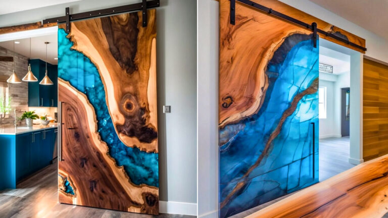 Live Edge Barn Doors With Resin Inlays are Trending This Summer