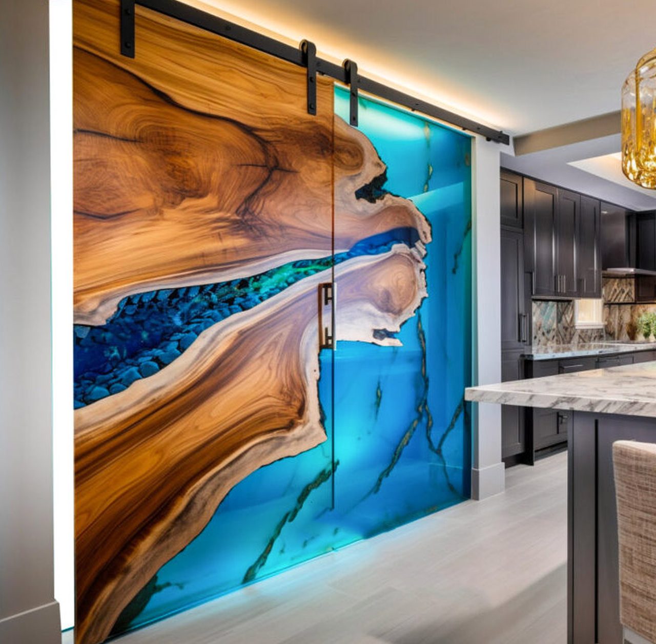 Live Edge Barn Doors With Resin Inlays are Trending This Summer