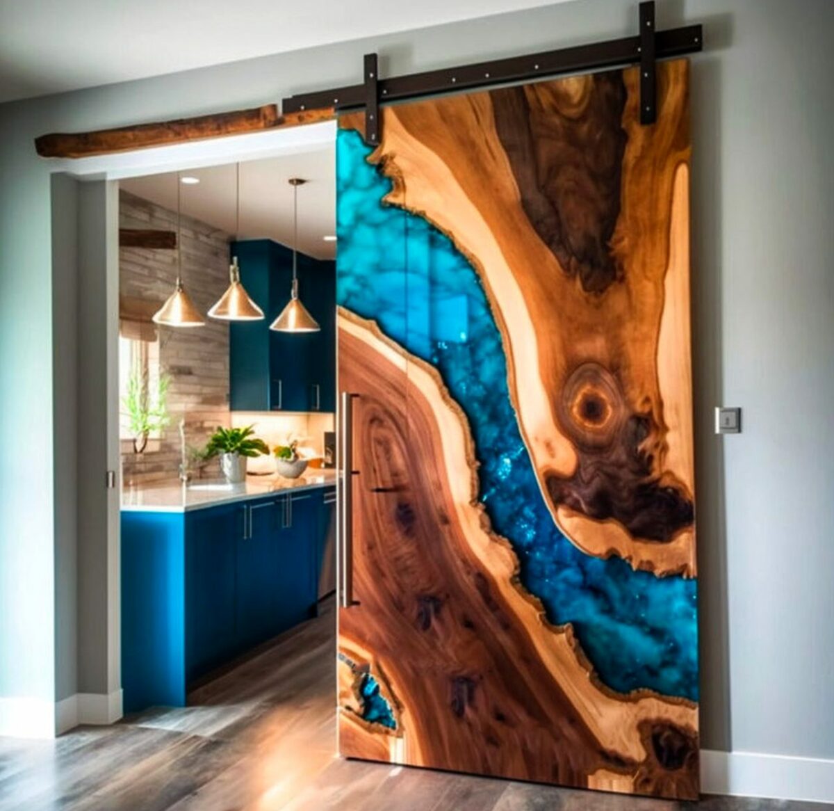 Live Edge Barn Doors With Resin Inlays are Trending This Summer