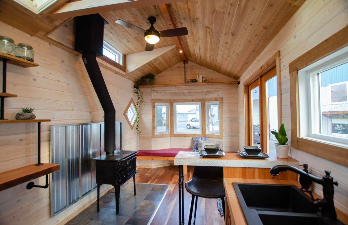 Huckleberry Tiny House has Stunning Reclaimed Clawfoot Bathtub