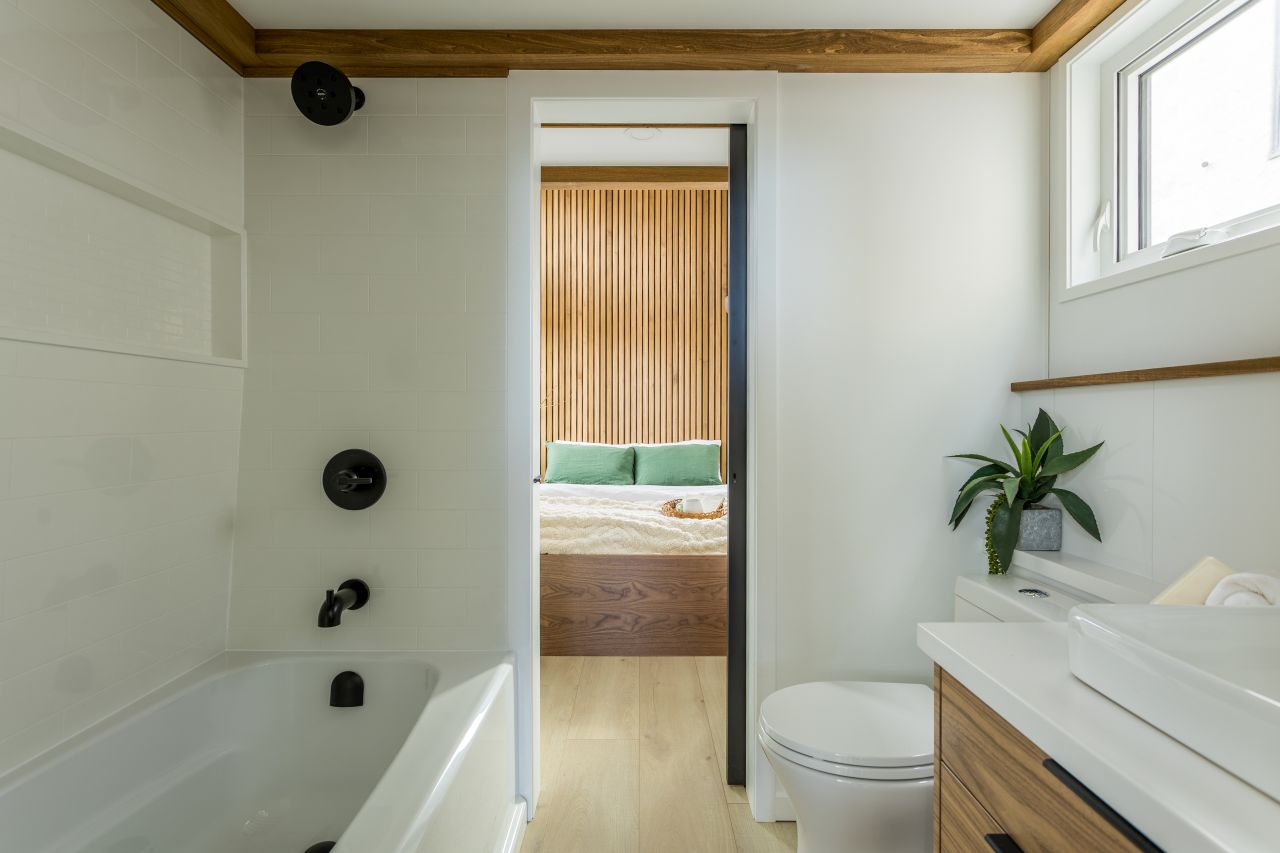 Sitka Tiny House Features a Lavish Bathroom and Living Room