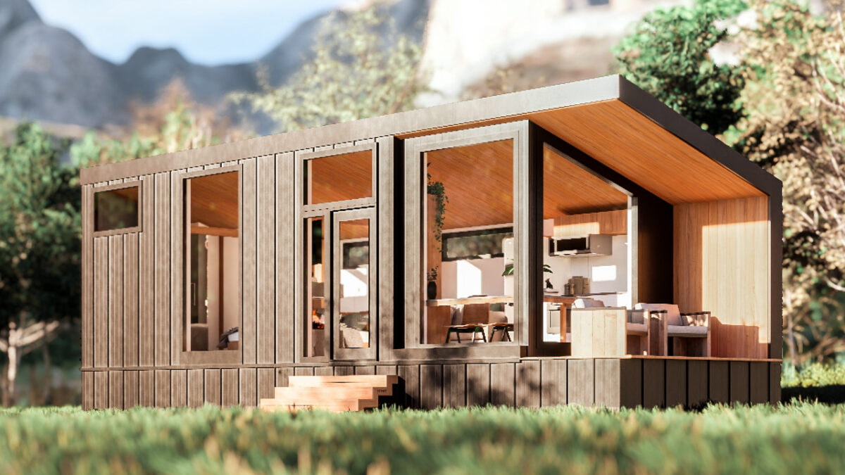 Halcyon Stay Tiny House has Overhang Deck for Alfresco Evenings