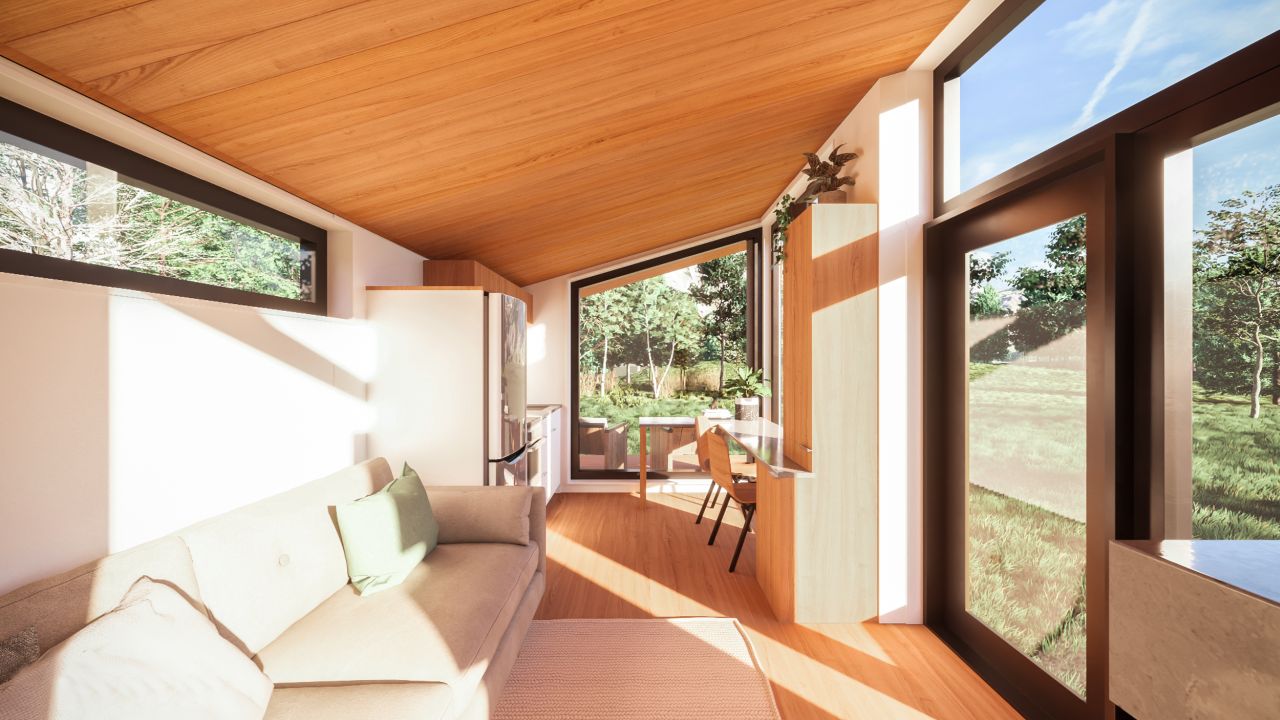 Halcyon Stay Tiny House has Overhang Deck for Alfresco Evenings