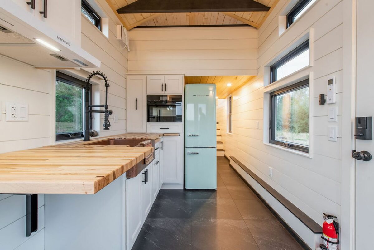 J&A 33′ x 8′ Tiny Home has Two Bedrooms and a Fold-Down Deck