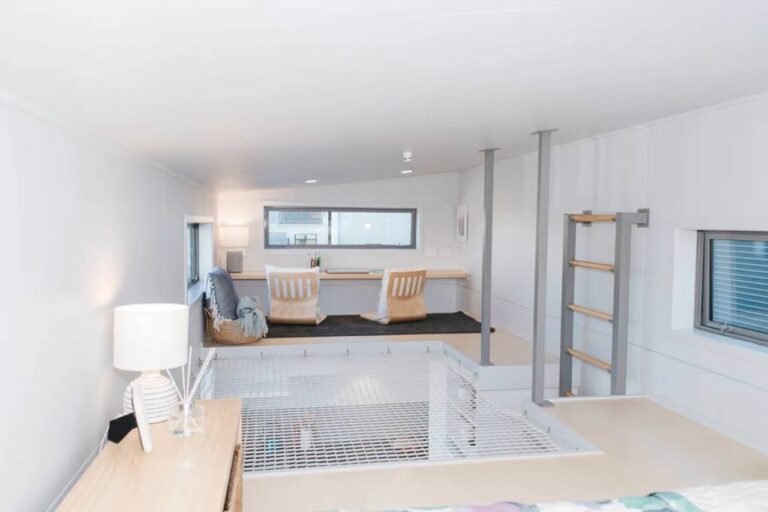 Larissa & Tyler's Tiny House has Dual Lofts With Suspension Net