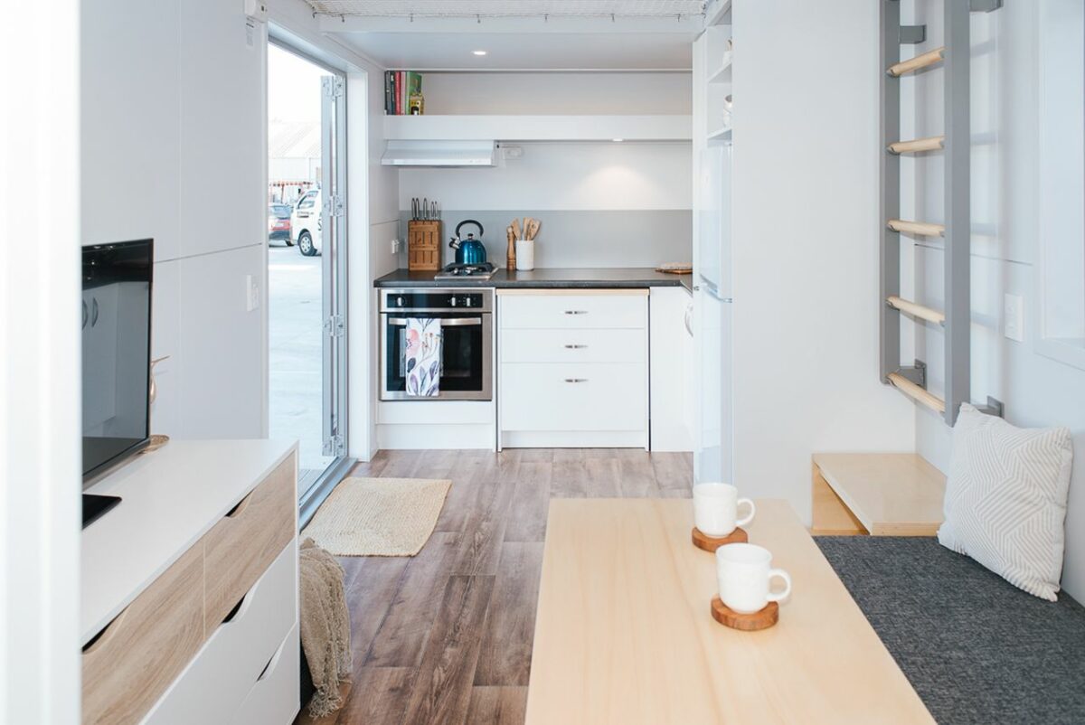 Larissa & Tyler's Tiny House has Dual Lofts With Suspension Net