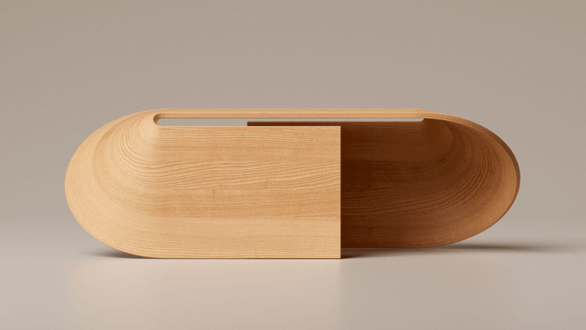 Oddly-Shaped Shell Table by Deniz Aktay Doubles as a Bench