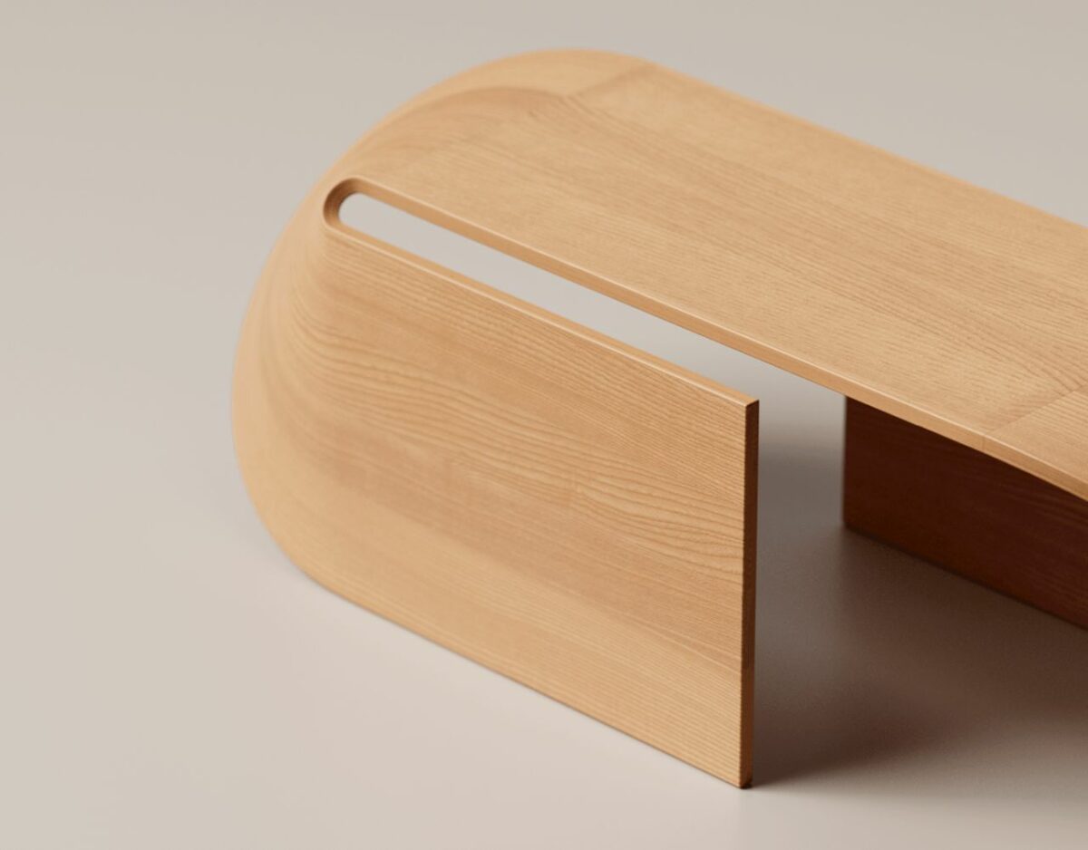 Oddly-Shaped Shell Table by Deniz Aktay Doubles as a Bench