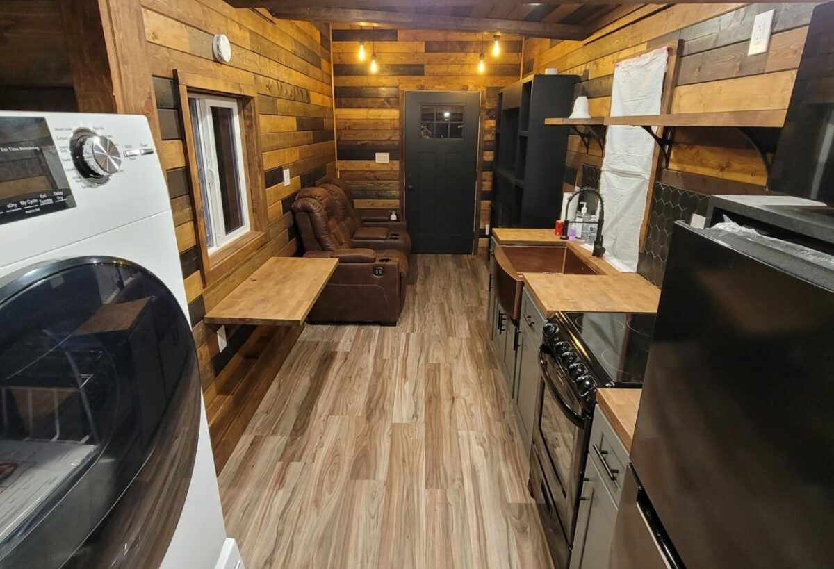 26ft Man Cave Tiny House's Luxe Interior Boasts Copper Accents
