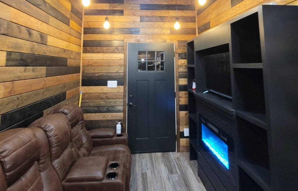 26ft Man Cave Tiny House's Luxe Interior Boasts Copper Accents