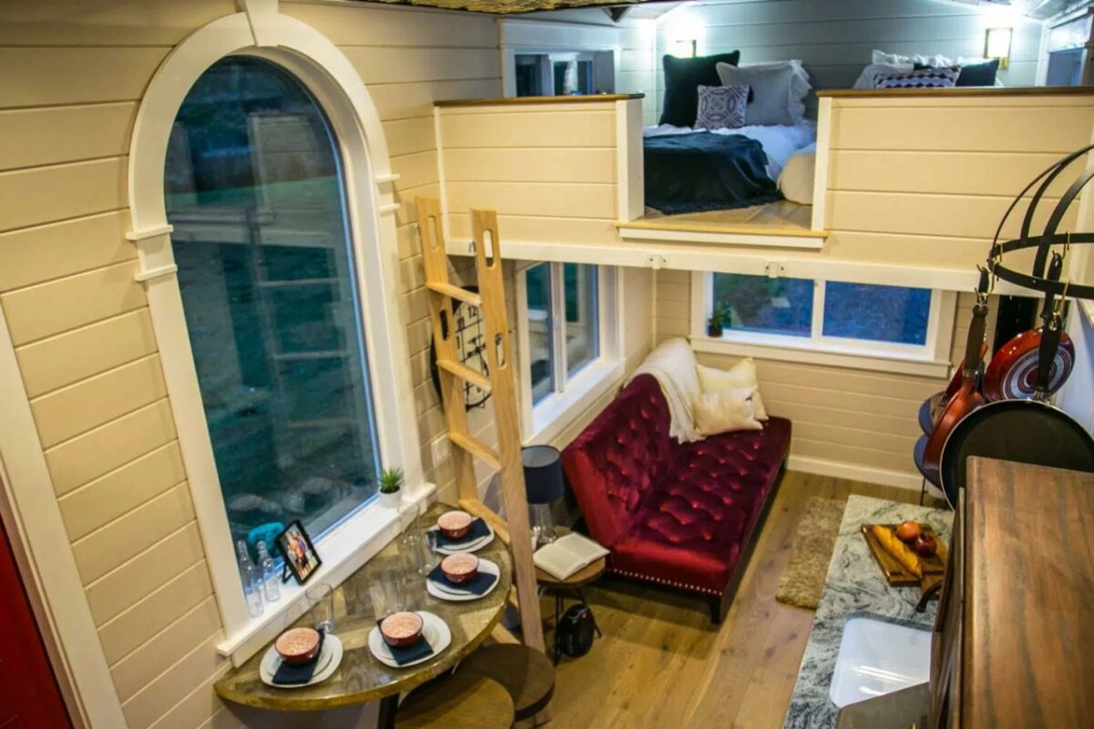 Theater Tiny House Features Dual Lofts and Entertainment Center
